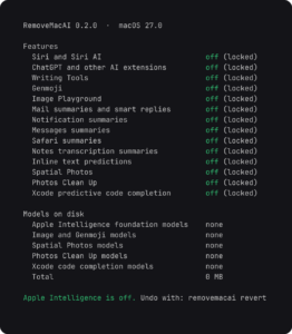 Remove Apple Intelligence from MacOS 27 Golden Gate with RemoveMacAI ...